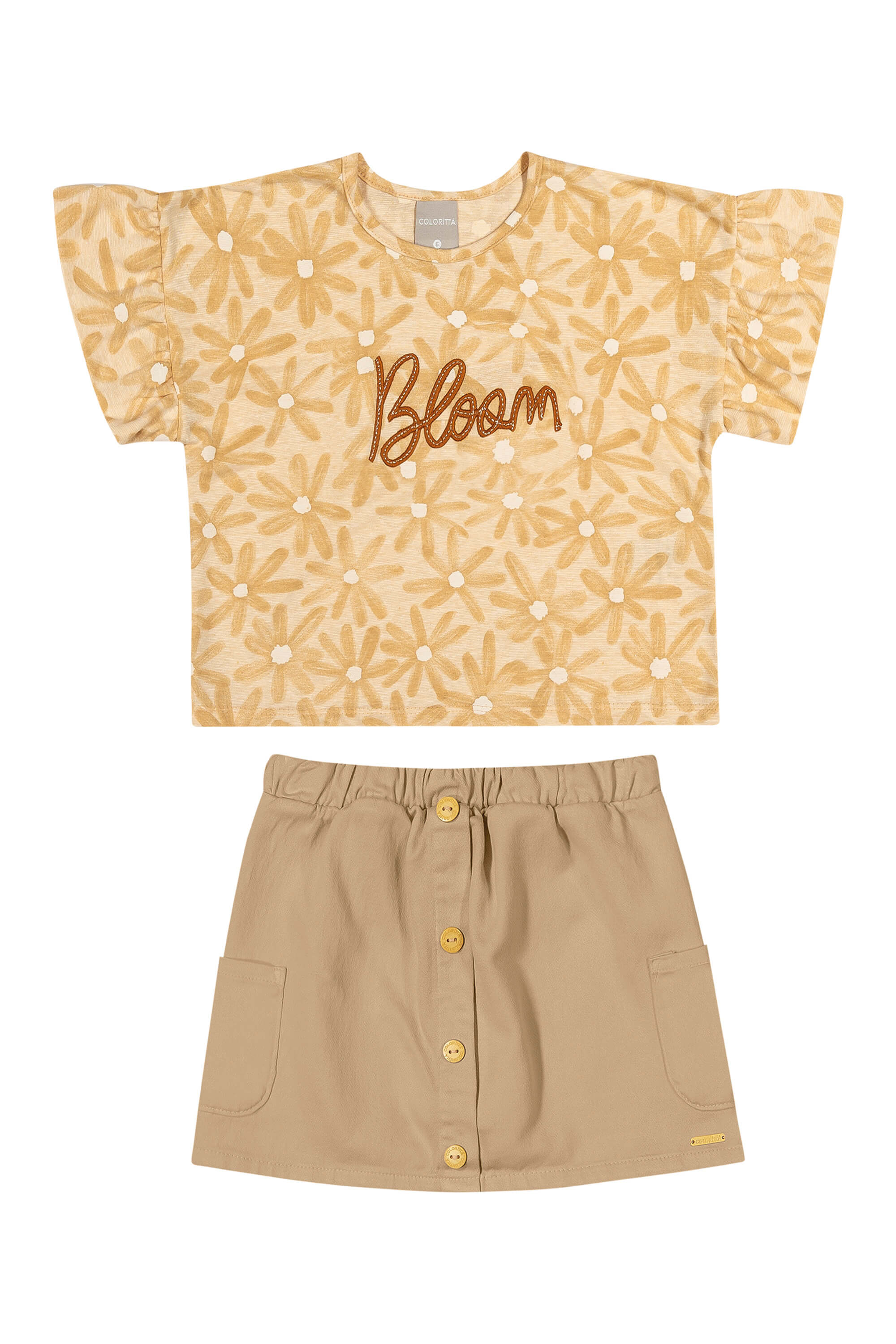 Conjunto Infantil Menina Flores Bloom Colorittá Bege - Elian