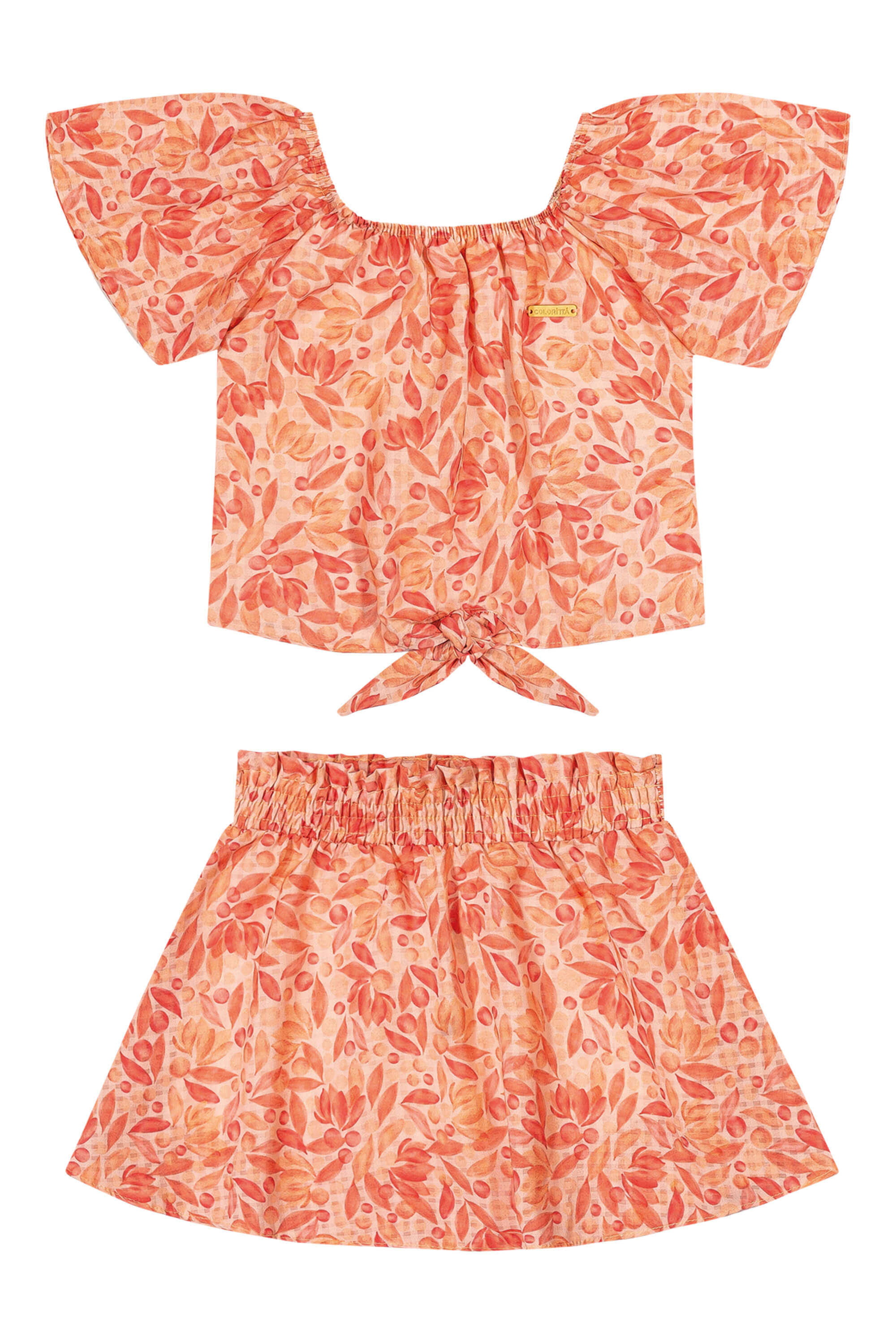 Conjunto Infantil Menina Cropped Colorittá Laranja Claro - Elian