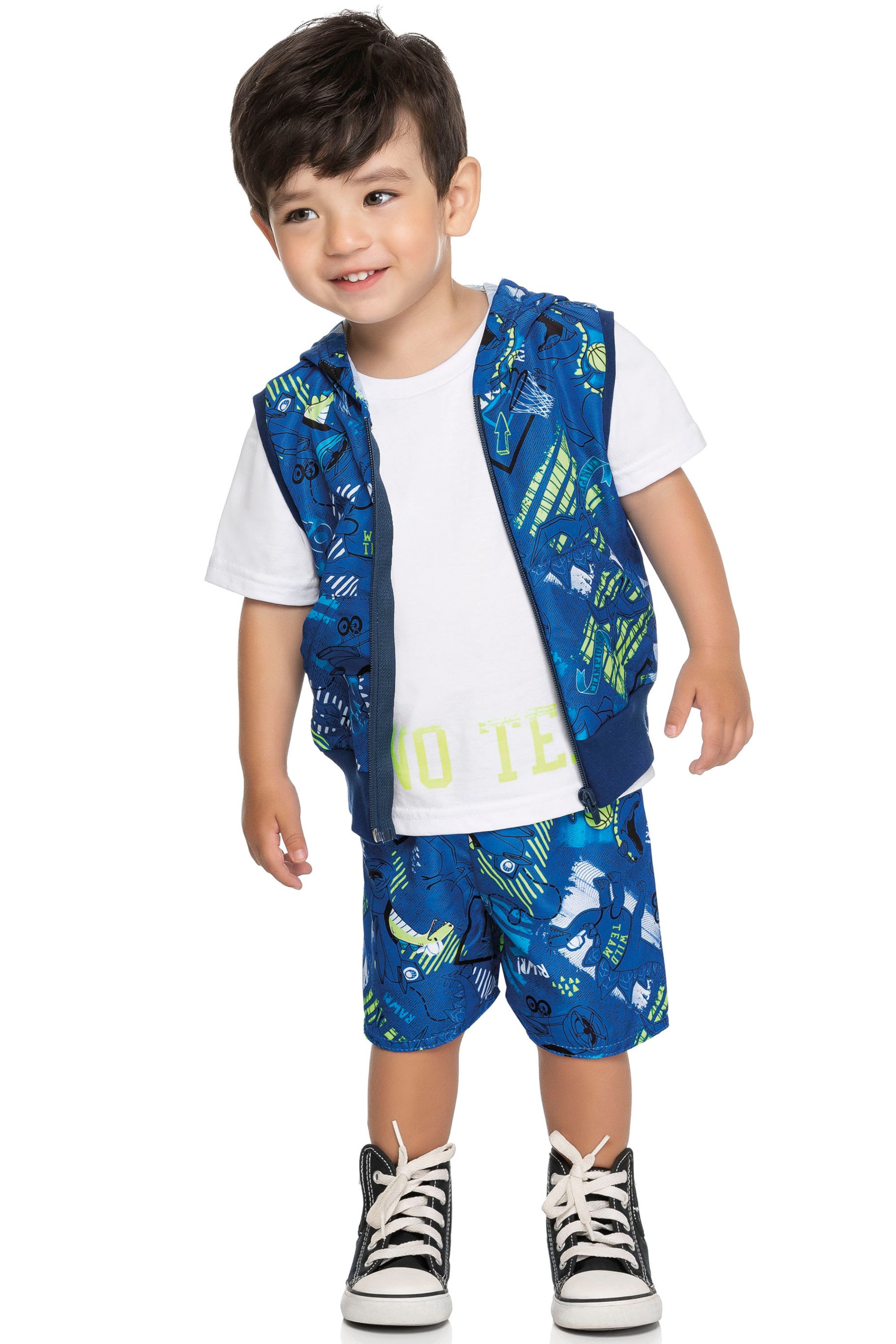 Conjunto Primeiros Passos Menino Elian Fun Branco - Elian