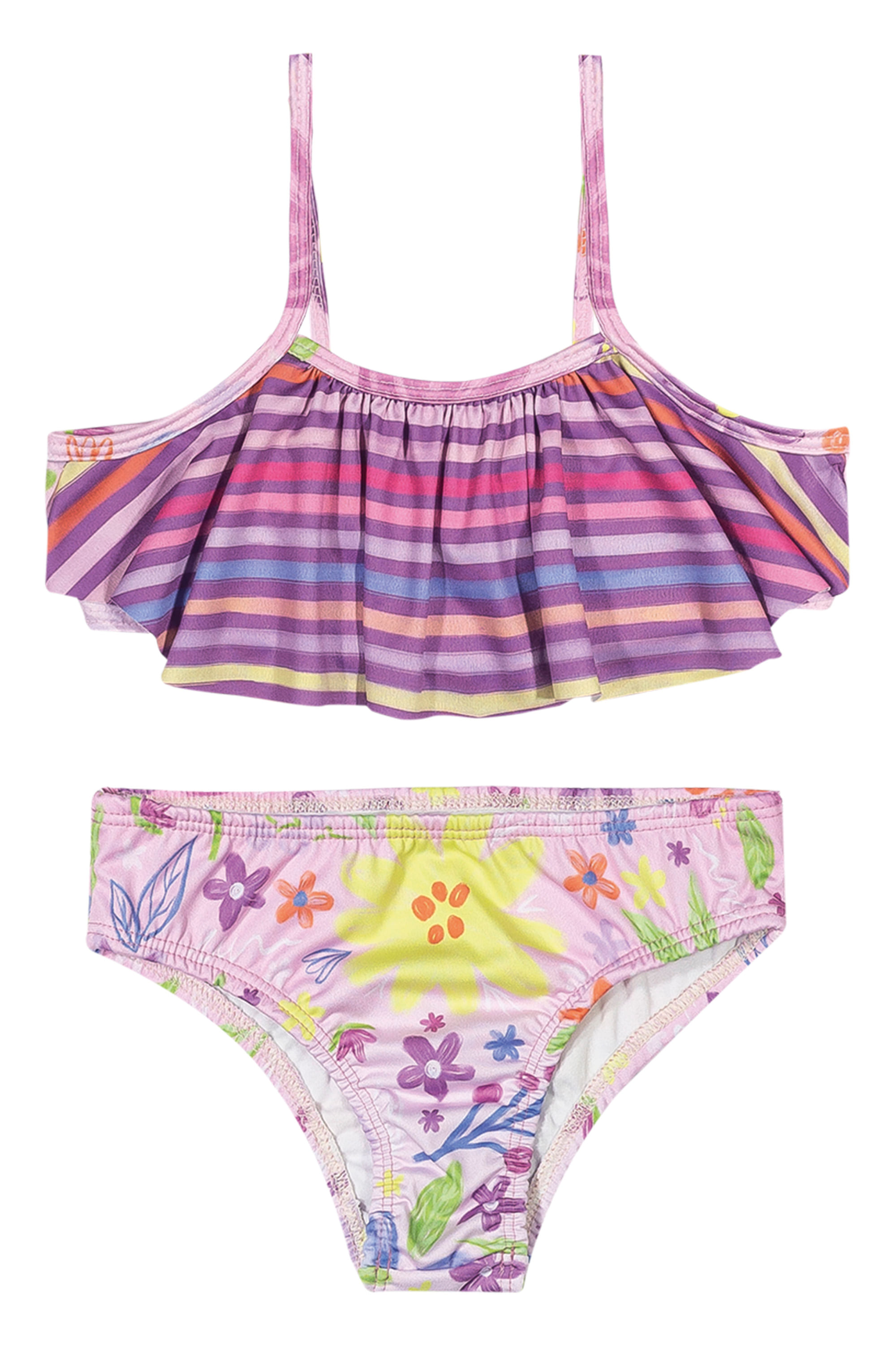 Biquíni Infantil Menina Beach Listrado com Proteção UV Elian Lilás - Elian