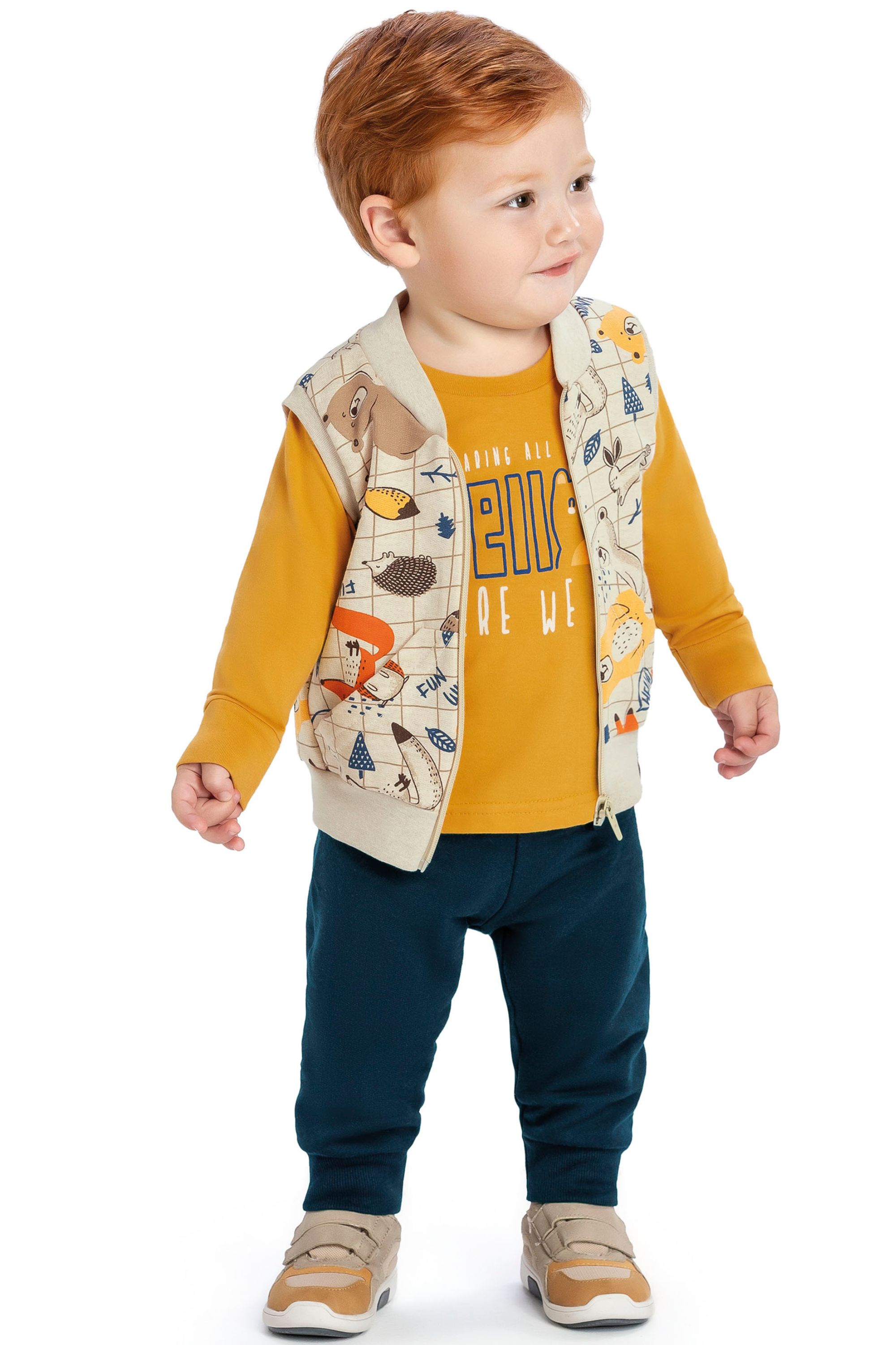 Conjunto Bebê Menino Here We Go Elian Amarelo - Elian