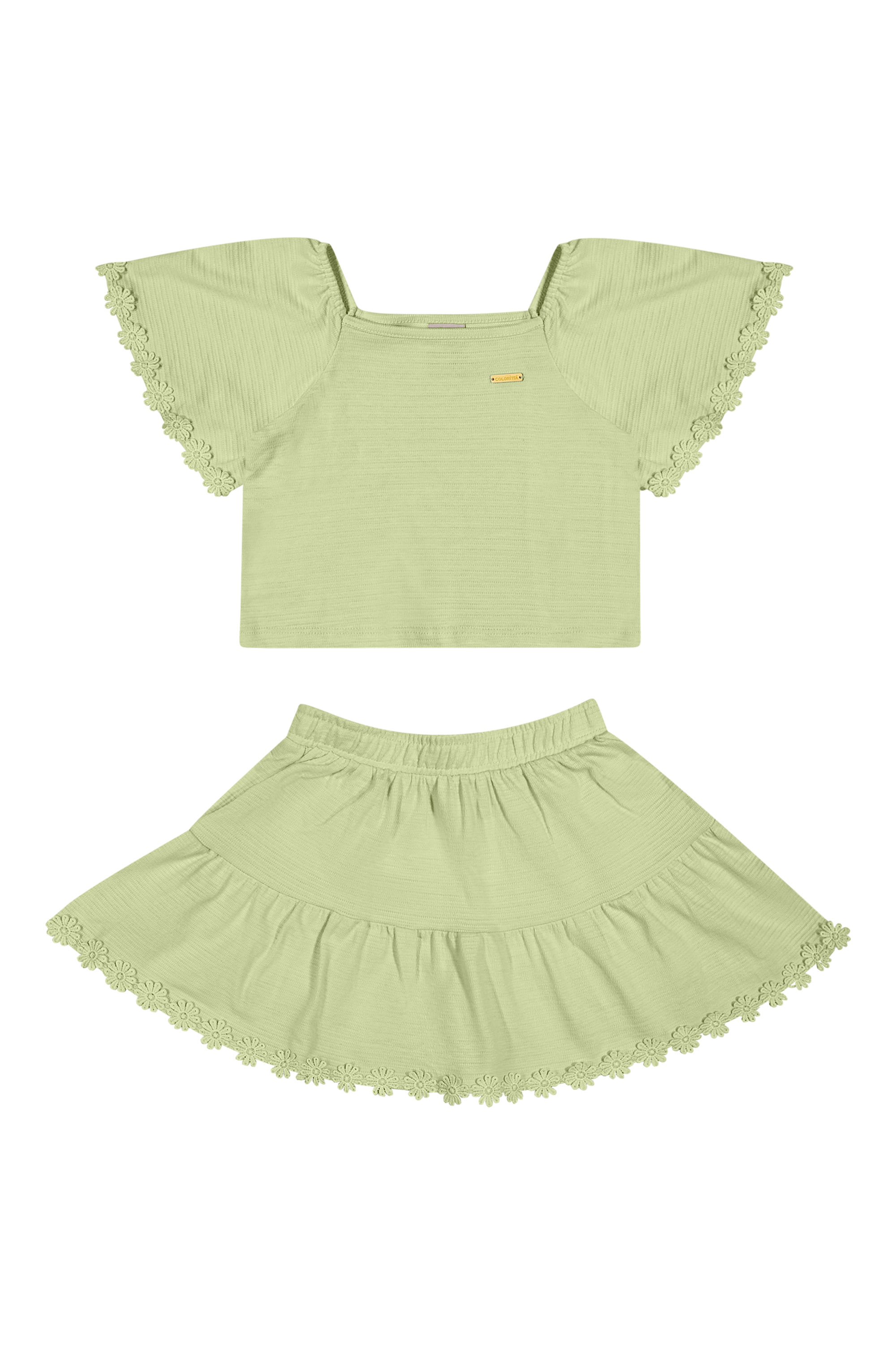 Conjunto Infantil Menina Detalhes Colorittá Verde - Elian