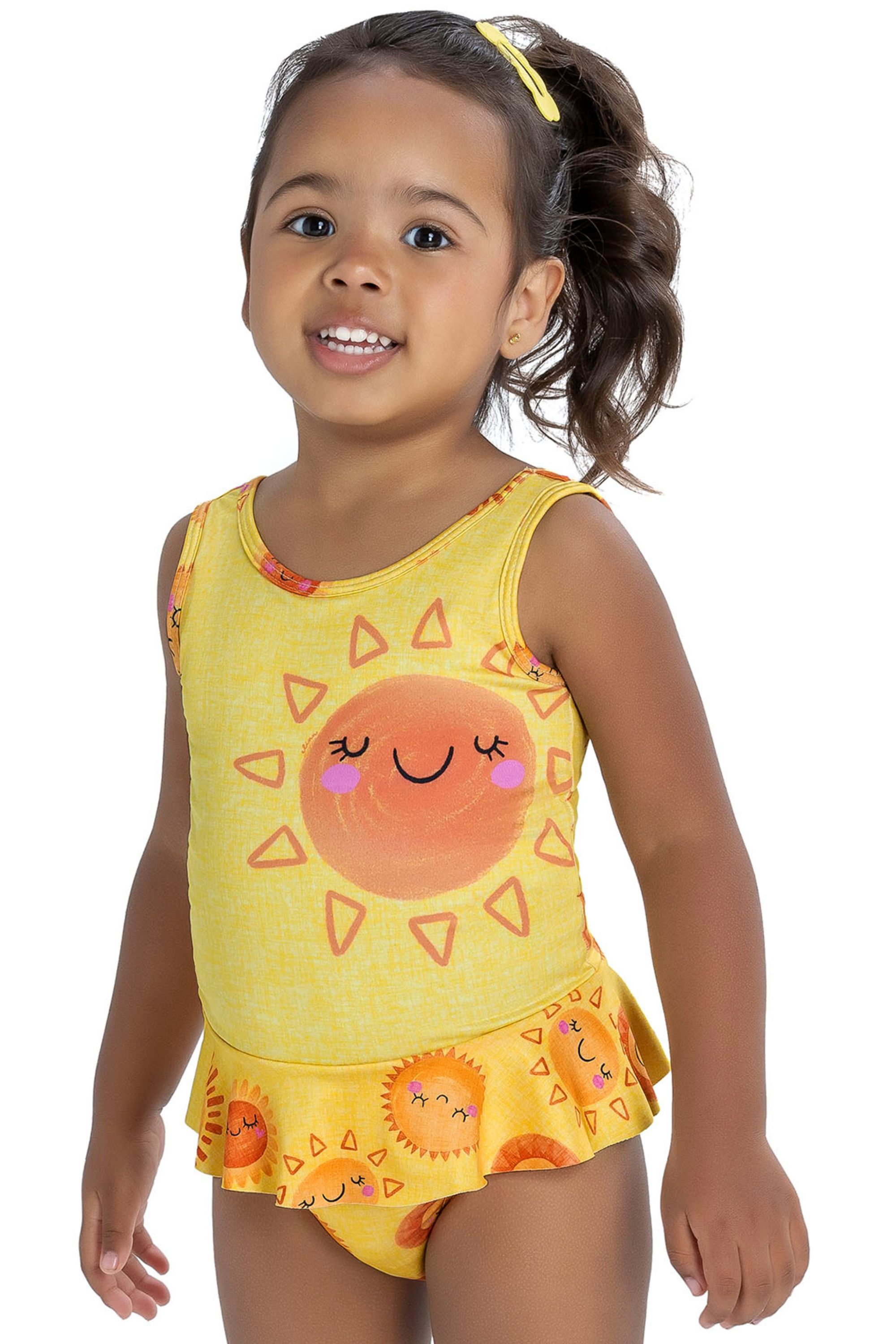 Maiô Infantil Menina Moda Praia Elian Amarelo - Elian